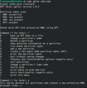 Terminal Linux – Como criar partição GPT com gdisk