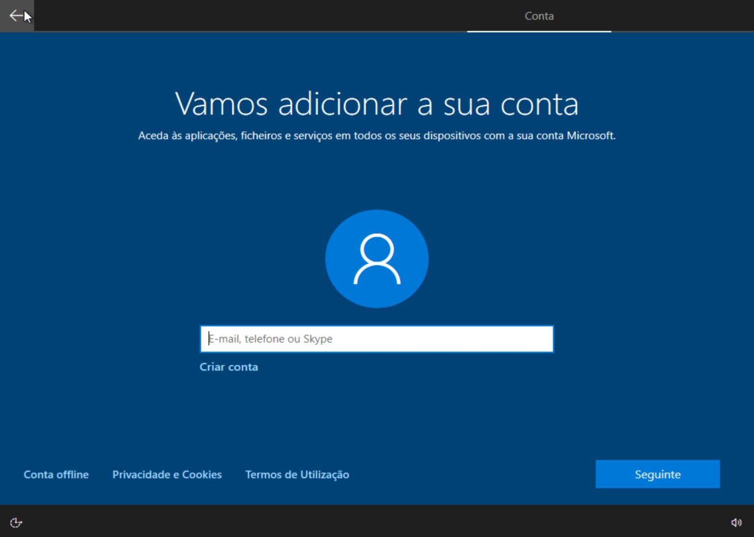 Como configurar o Windows 10 com uma conta local