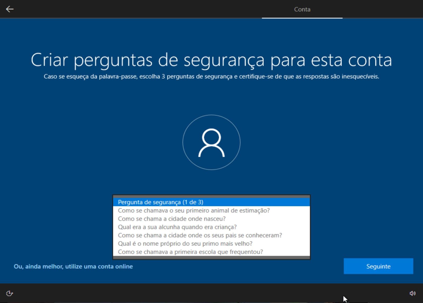 Como configurar o Windows 10 com uma conta local