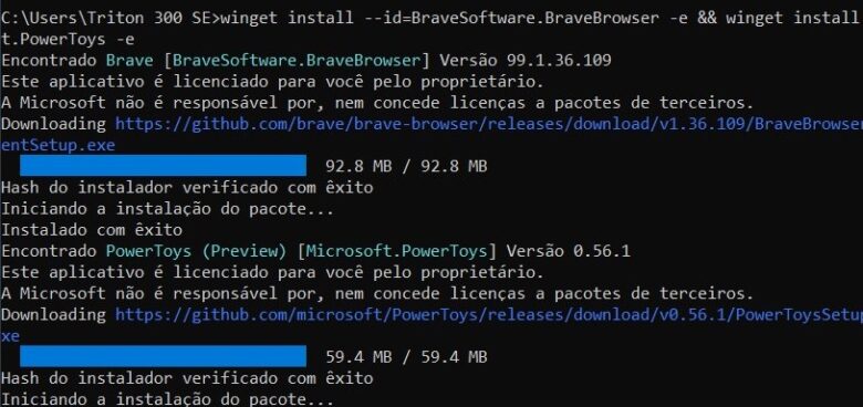 Instalar vários programas de uma vez