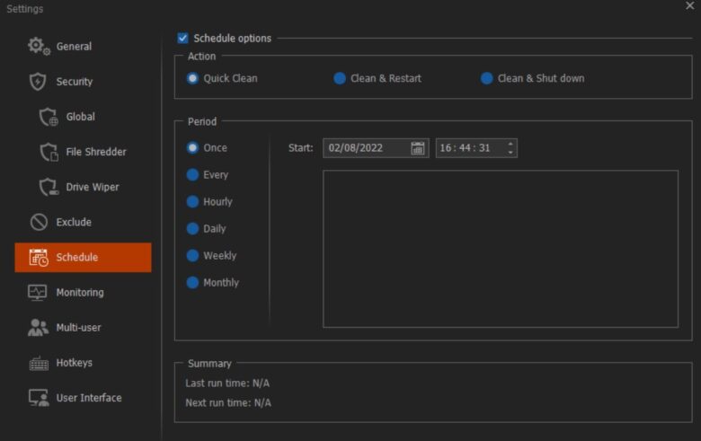 Use o Privacy Eraser para agendar limpezas automáticas no Windows