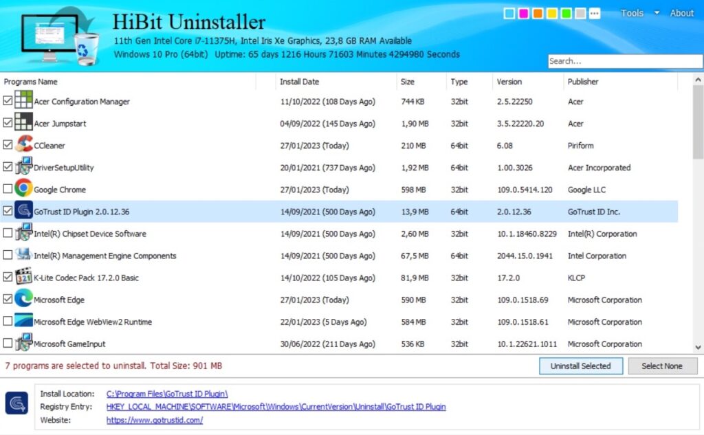 Limpar o PC com a aplicação portátil Hibit Uninstaller