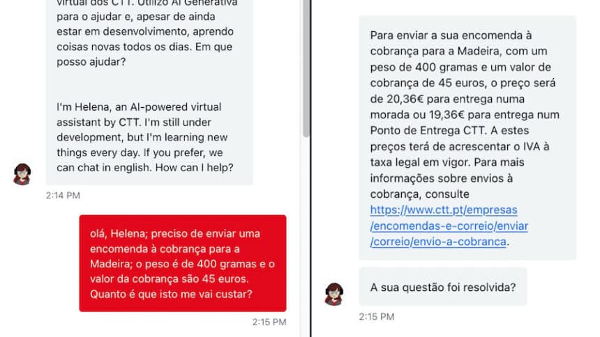 Helena: o novo chatbot dos CTT tem tecnologia da OpenAI e já nos ajudou a enviar uma encomenda ...