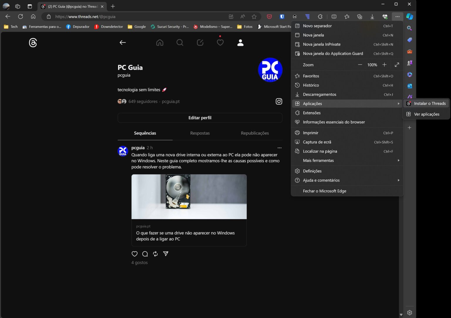 3 opções para instalar a aplicação do Threads no Windows